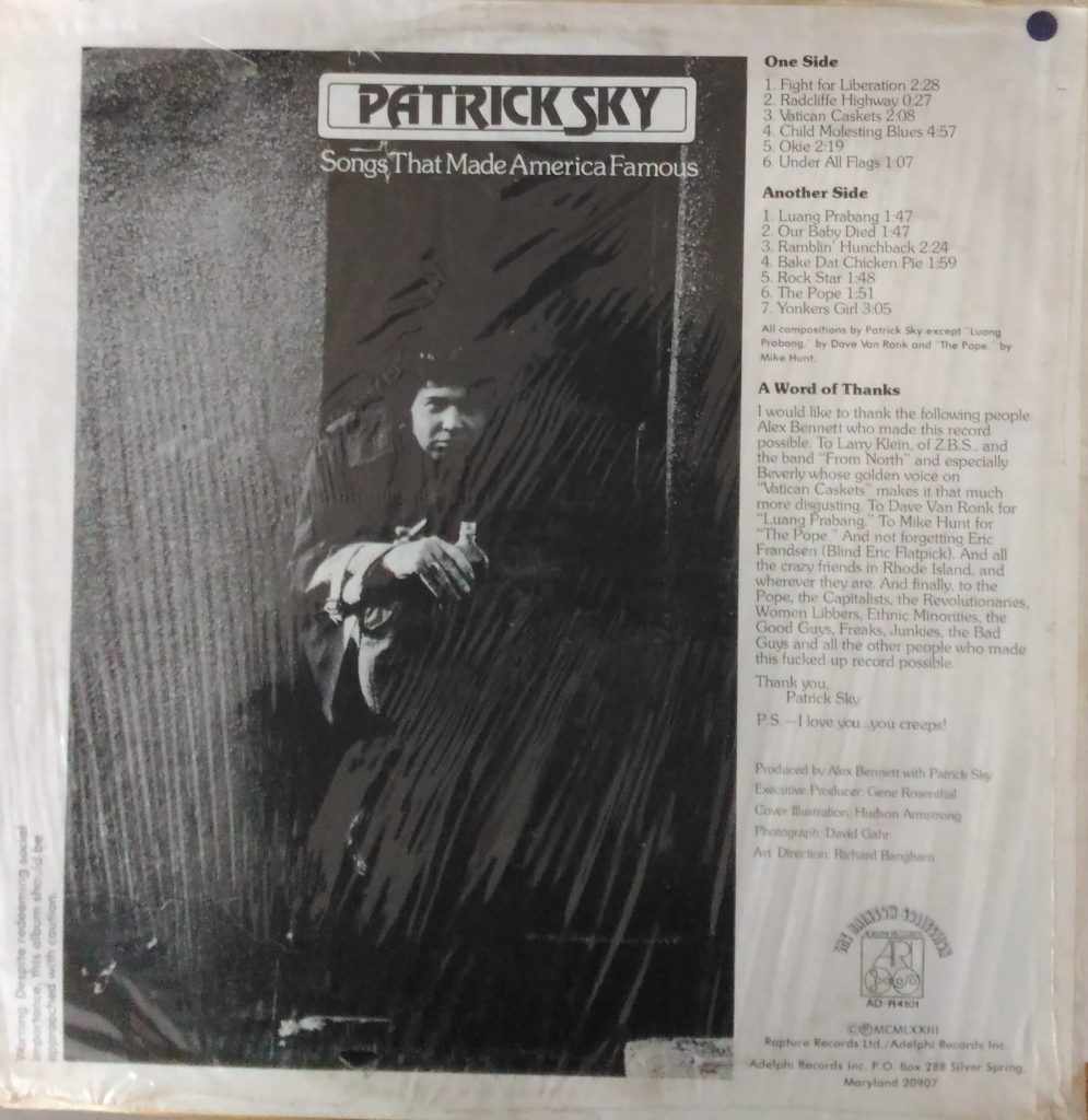 Patrick Sky – Songs That Made America Famous – Disc'N Truck